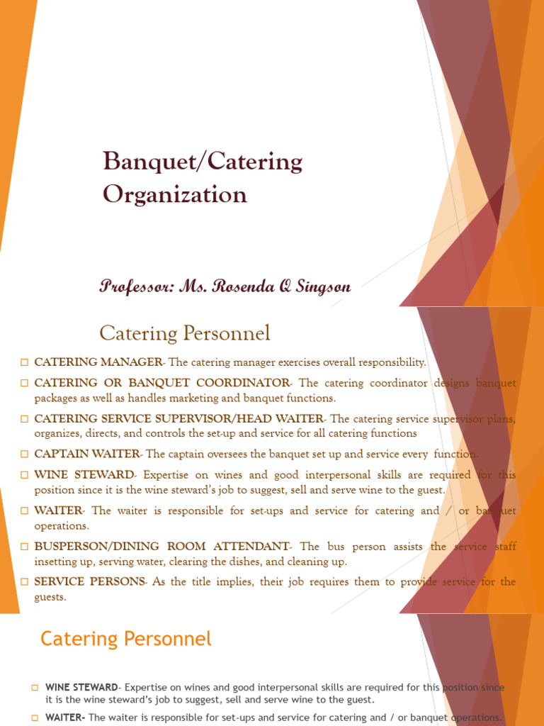 Catering Organizational Structure Overview | PDF | Waiting Staff | Chef