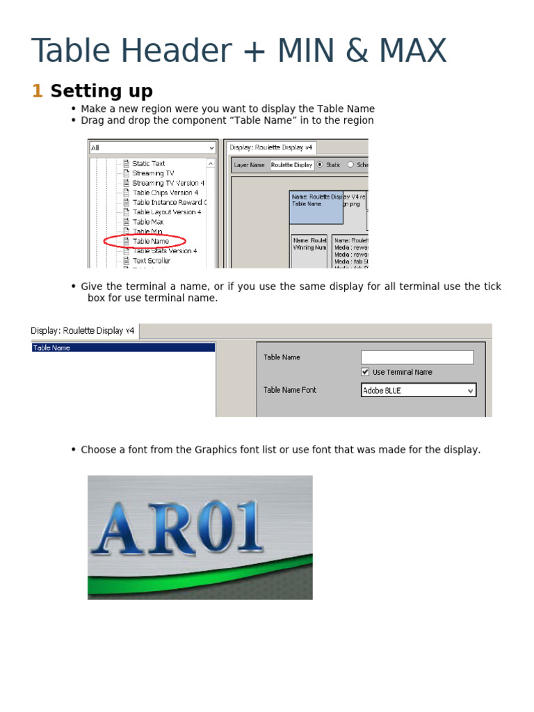 Setup Table Min & Max Display Guide | PDF