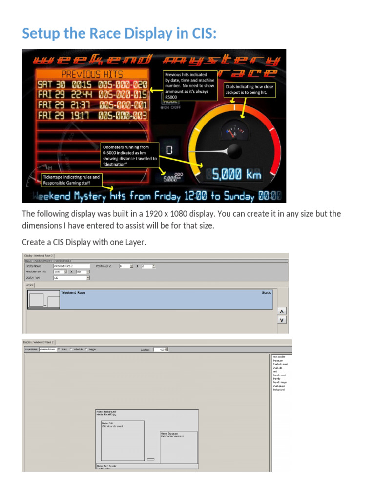Setup The Race Display in CIS | PDF