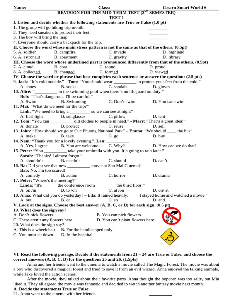THCS AN LẠC - ĐỀ KT GIỮA KỲ KHỐI 6. HK2 (24-25) | PDF