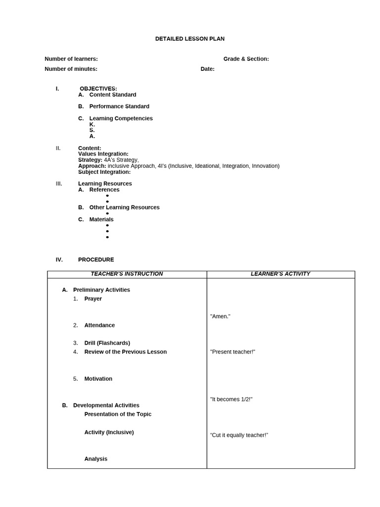Comprehensive Lesson Plan Template | PDF | Lesson Plan | Teachers