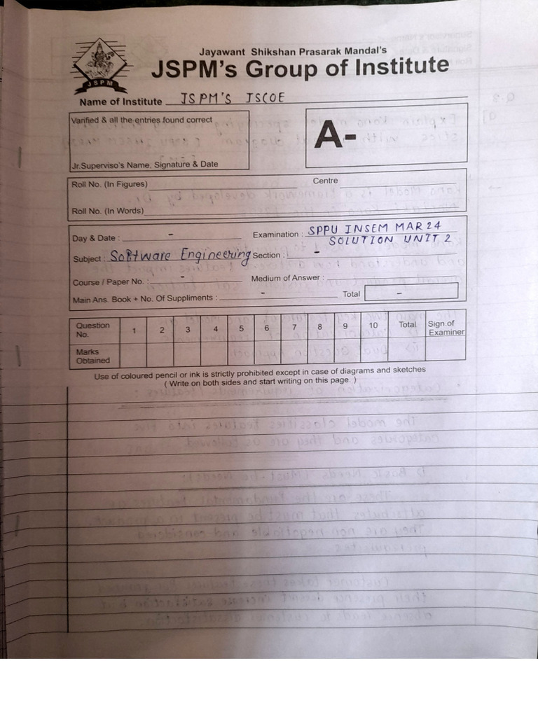 Adobe Scan Sppu Insem Sw Engg Mar 24 Unit 2 Solution | PDF
