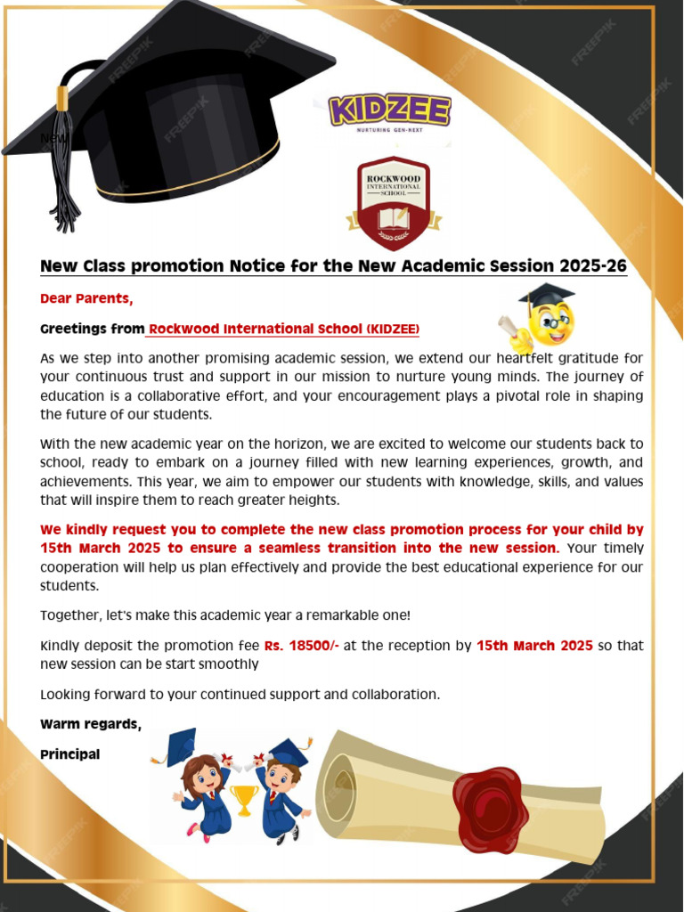 New Class Promotion Notice 2025-26 | PDF