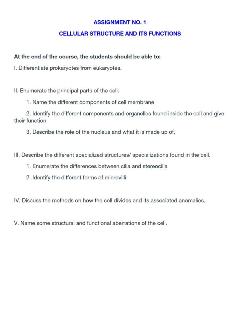 WEEK 2 - LABORATORY EXERCISE (Cellular Structure and Its Functions ...