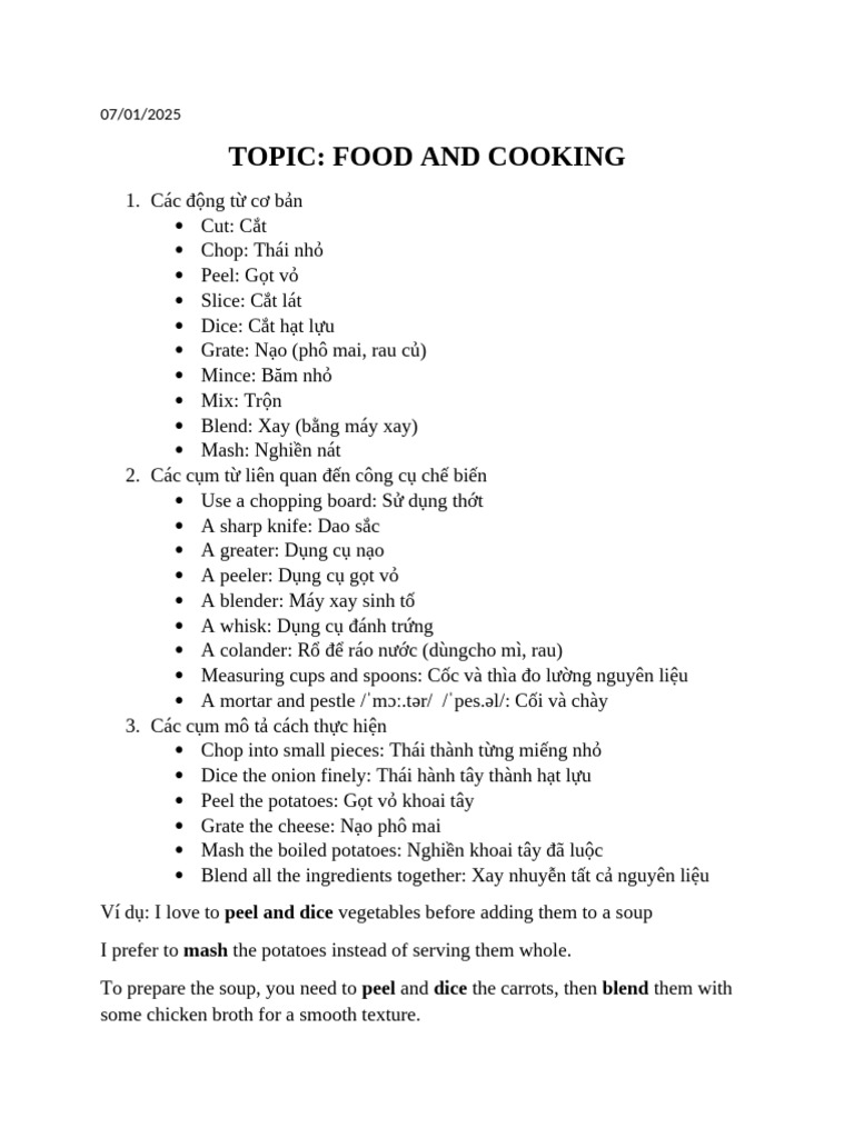 Topic: Food and Cooking: Peel and Dice Mash Peel Dice Blend | PDF