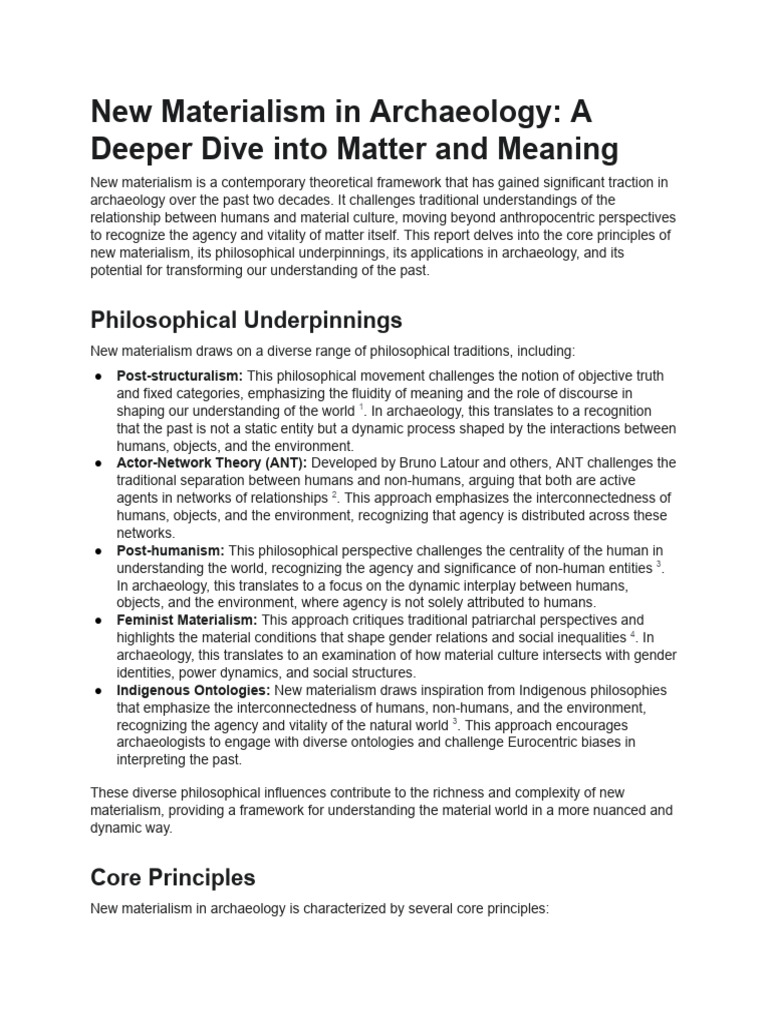 New Materialism in Archaeology Explained | PDF | Materialism | Archaeology