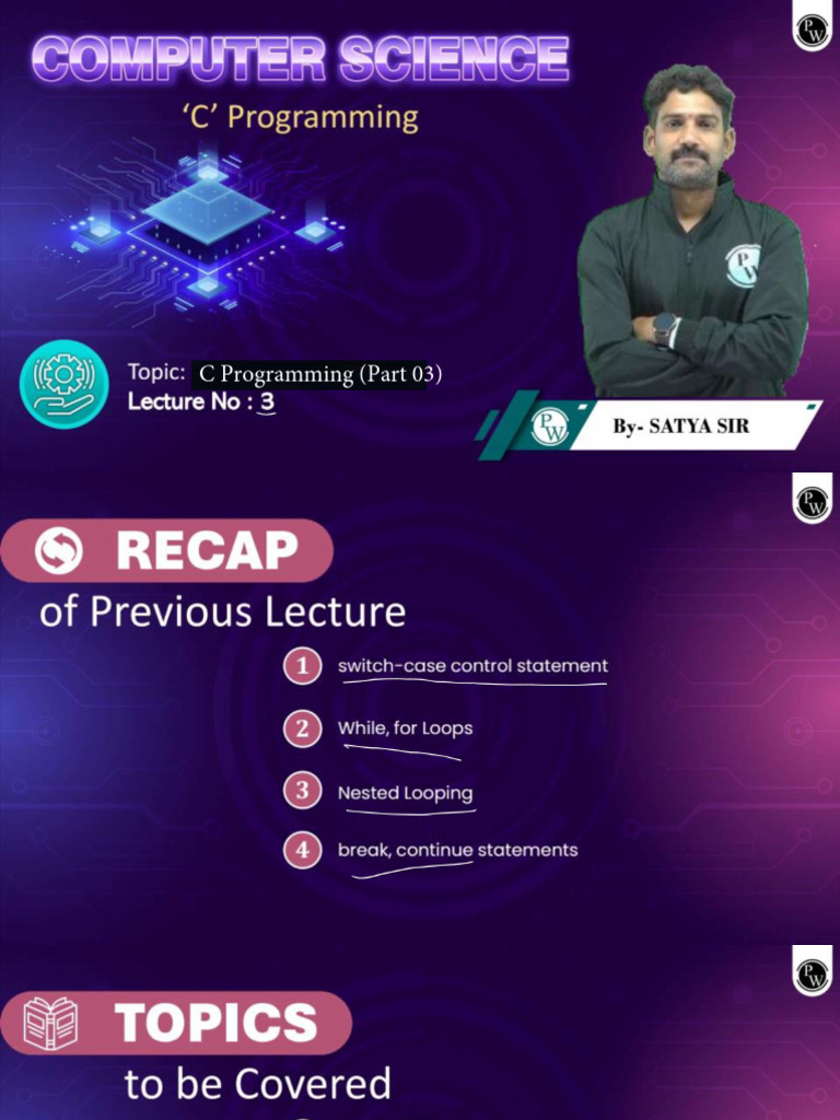 C Programming (Part 03) (Lec 03) - Class Notes | PDF