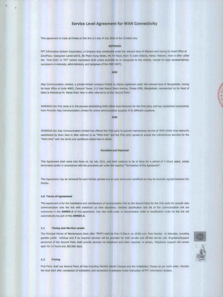 SLA for WAN Connectivity- IVAS | PDF