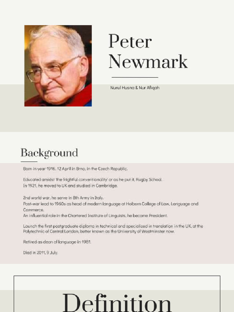 Newmark's Translation Methods Explained | PDF | Translations | Semantics