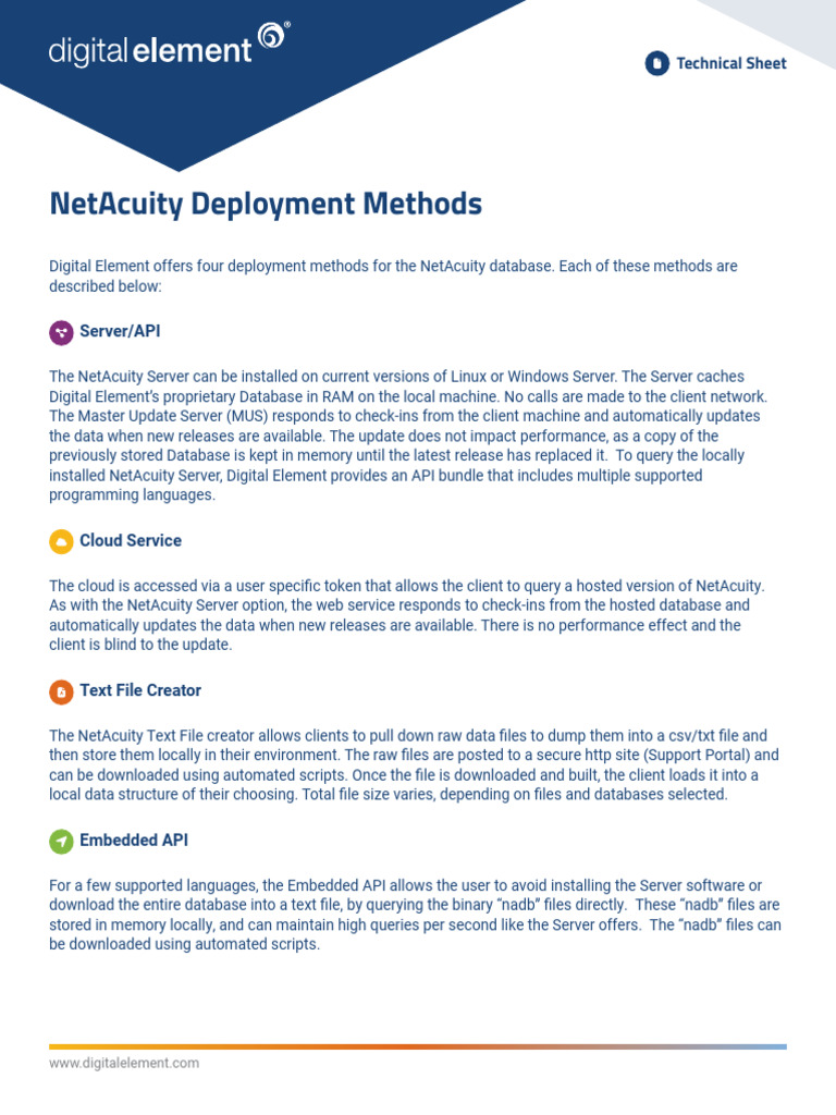 NetAcuity - Deployment Methods | PDF | Databases | Server (Computing)