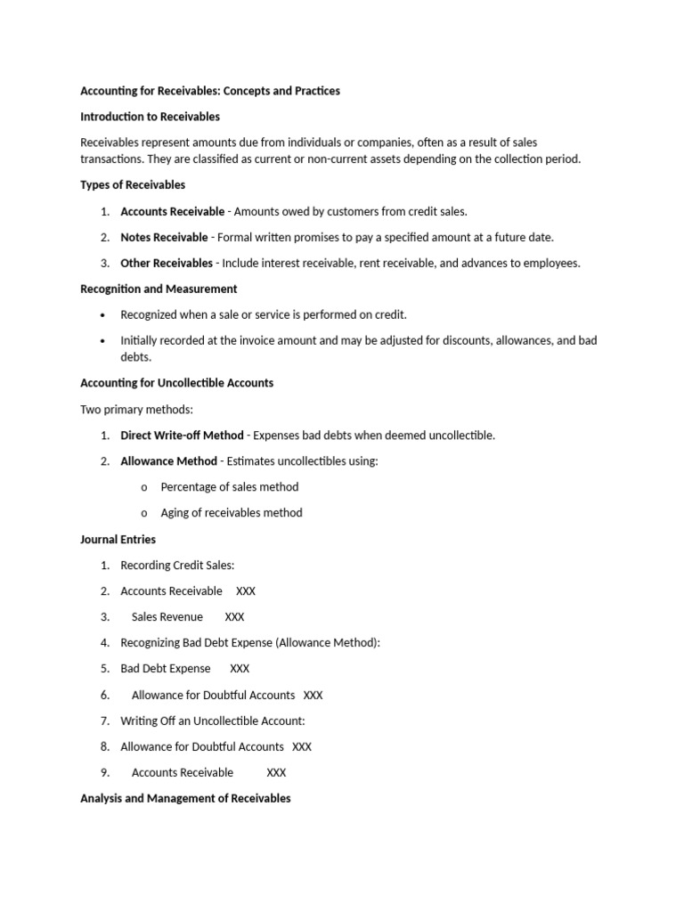 Accounting for Receivables Explained | PDF