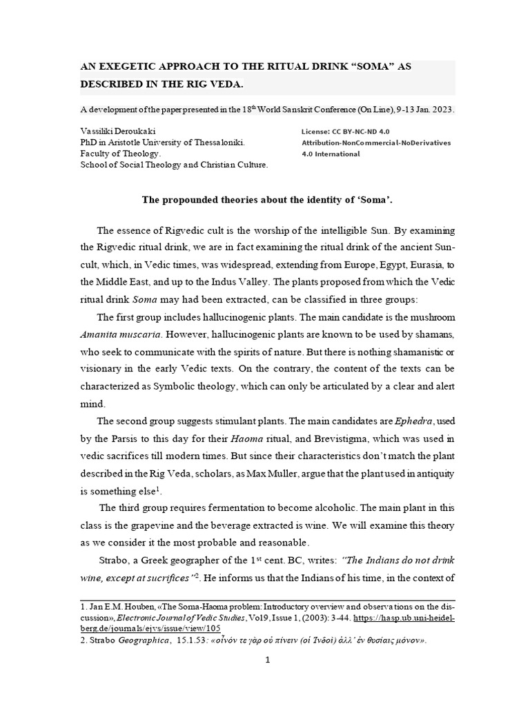 An Exegetic Approach To The Ritual Drink Soma As Described in The Rig ...