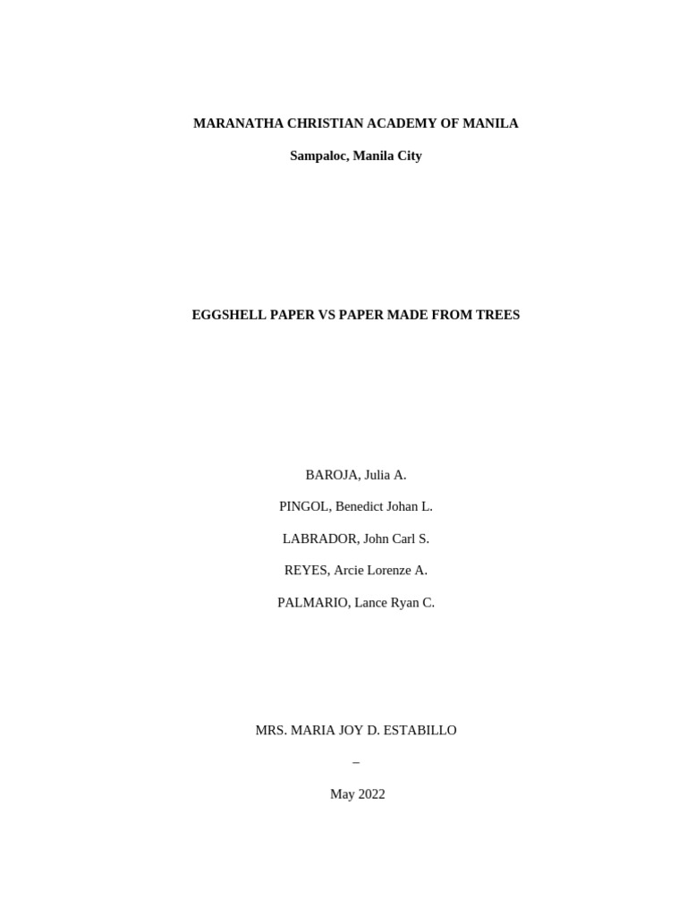 Eggshell Paper Vs Paper Made From Trees | PDF | Paper | Pulp (Paper)