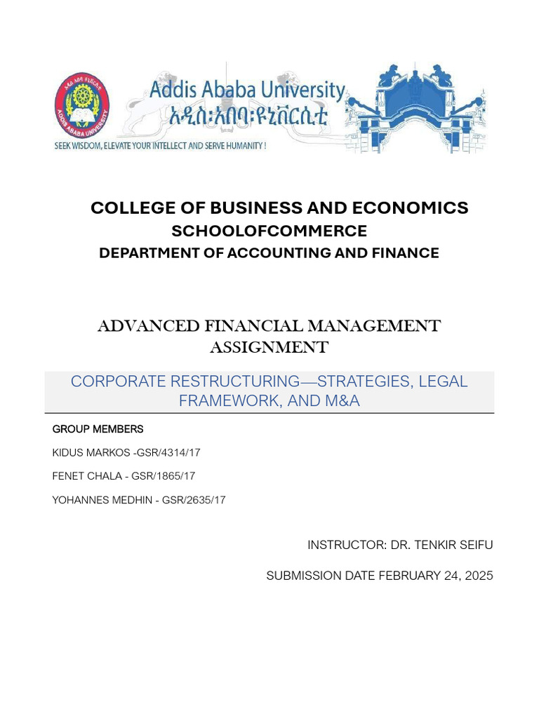 AFM Assignment - Corporate_Reorganization_and_Capital_Reconstruction_Schemes_1 | PDF | Mergers ...