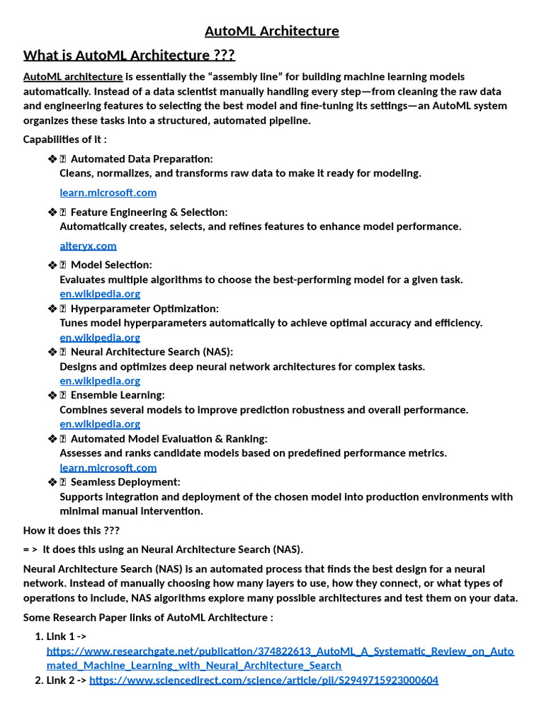 AutoML Architecture | PDF