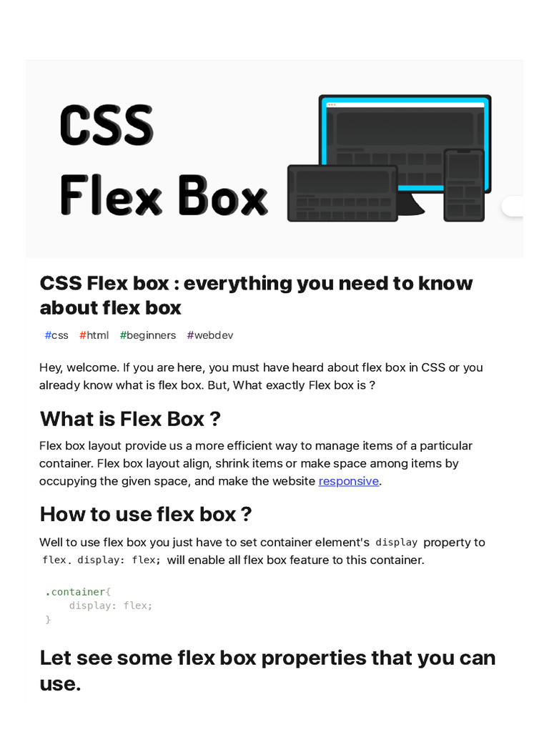 CSS Flex Box - Everything You Need To Know About Flex Box - DEV Community | PDF