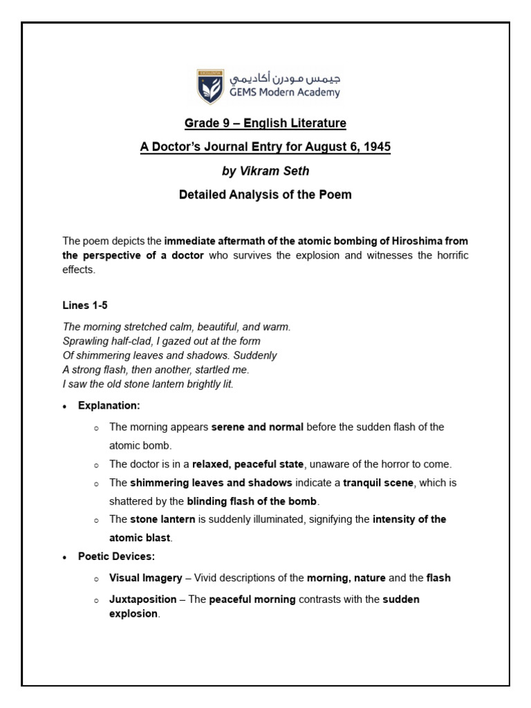 A Doctor's Journal Entry - Notes | PDF | Psychological Trauma | Bomb