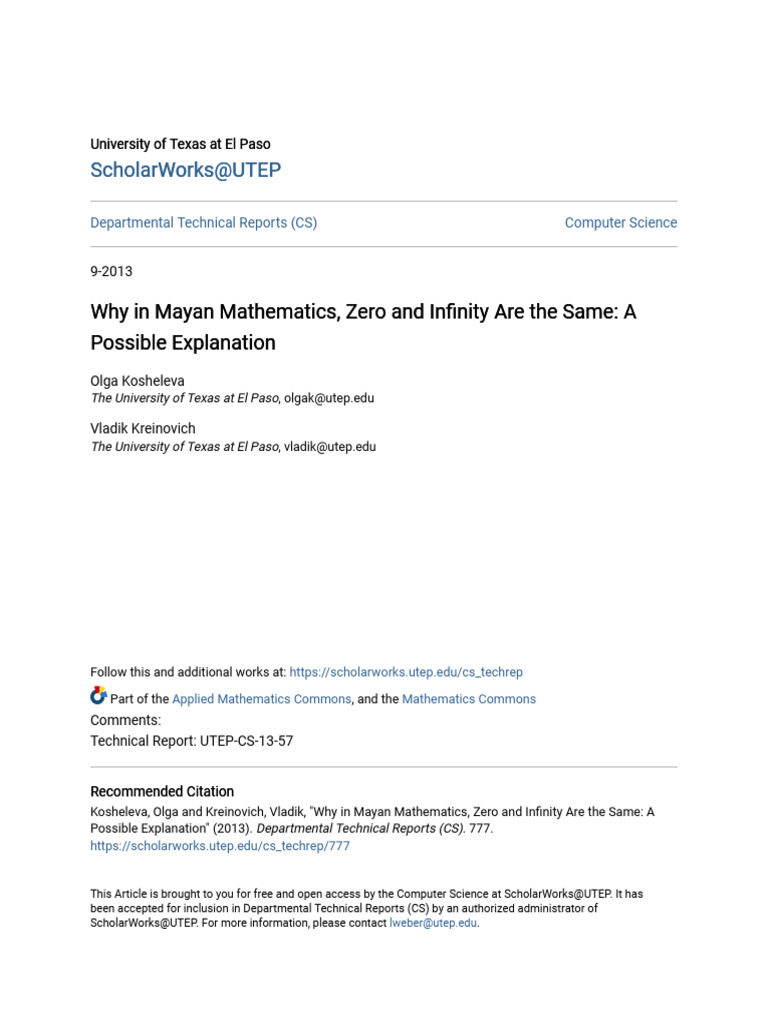 Why in Mayan Mathematics Zero and Infinity Are The Same - A Possi | PDF | Limit (Mathematics ...