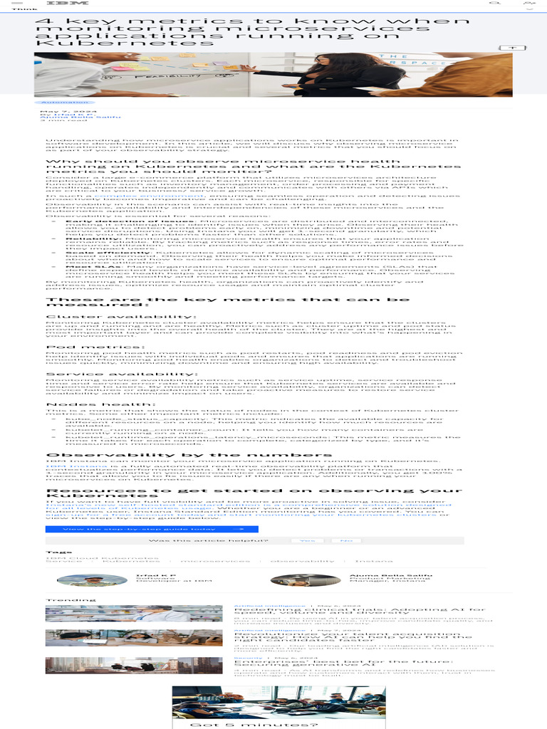 4 Key Metrics To Know When Monitoring Microservices Applications Running On Kubernetes Ibm