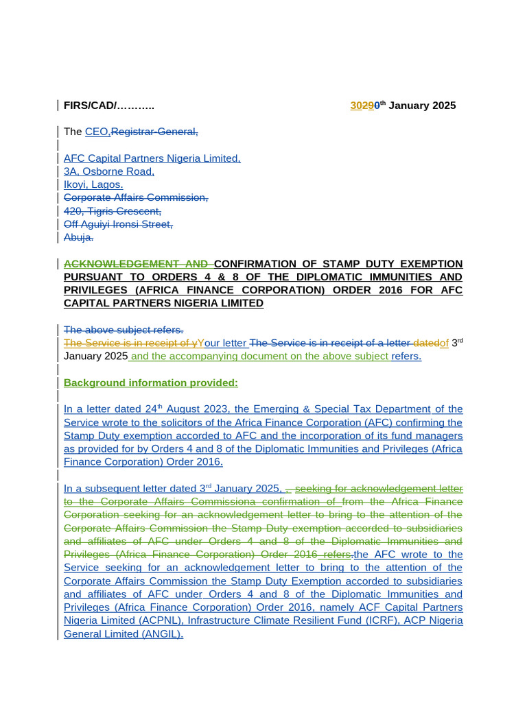 AFC Capital Partners Stamp Duty Exemption | PDF | Corporations | Tax ...