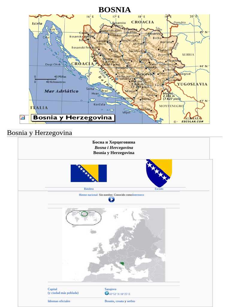 Extensión y características de Bosnia y Herzegovina | PDF | Bosnia y ...