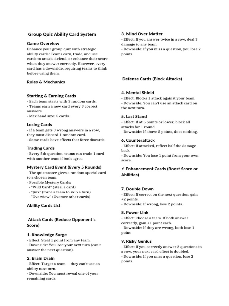 Group Quiz Bee Mechanics | PDF