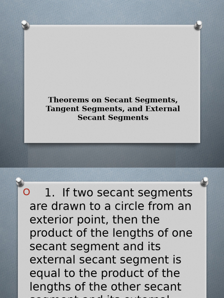 Theorems On Secant Segments Tangent Segments and External Secant | PDF