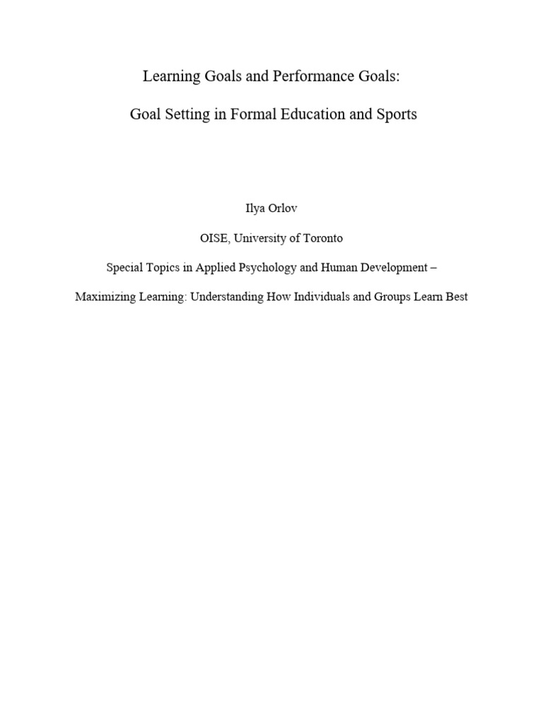 Goal Setting - Learning Goals and Performance Goals | PDF | Goal ...