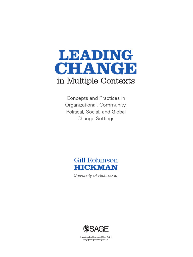 Hickman - Concept of Leadership in Organisational Change - 2009 | PDF | Leadership | Goal