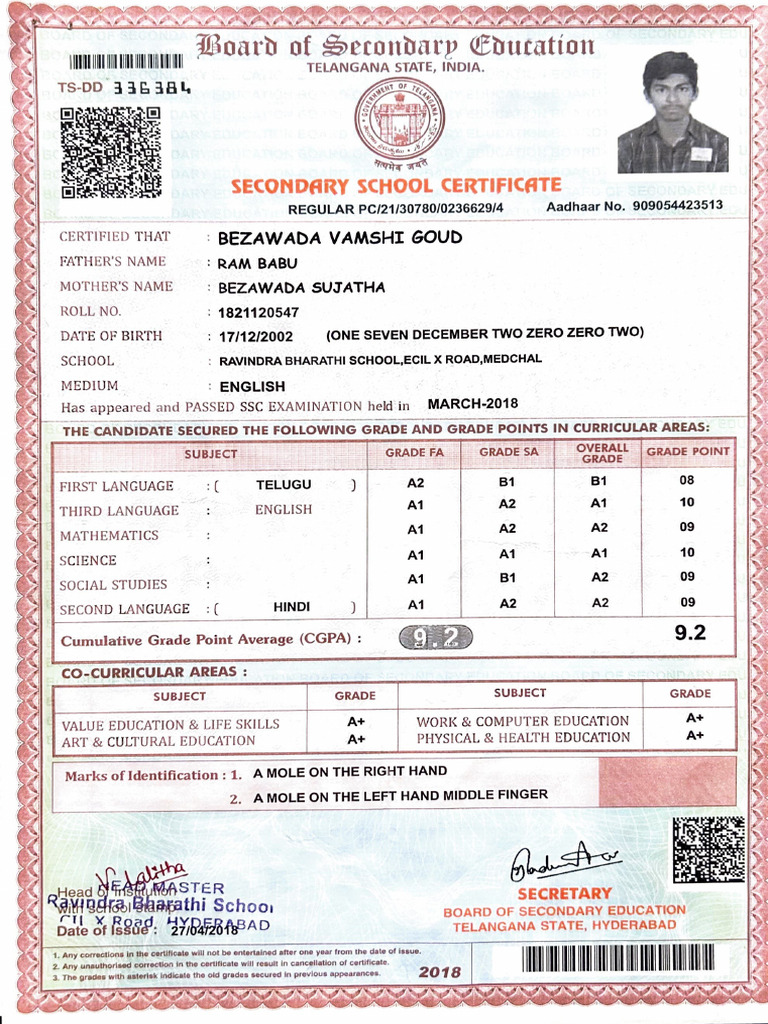 10 Th Certificate Vam Shi | PDF | Secondary Education | Educational Assessment And Evaluation