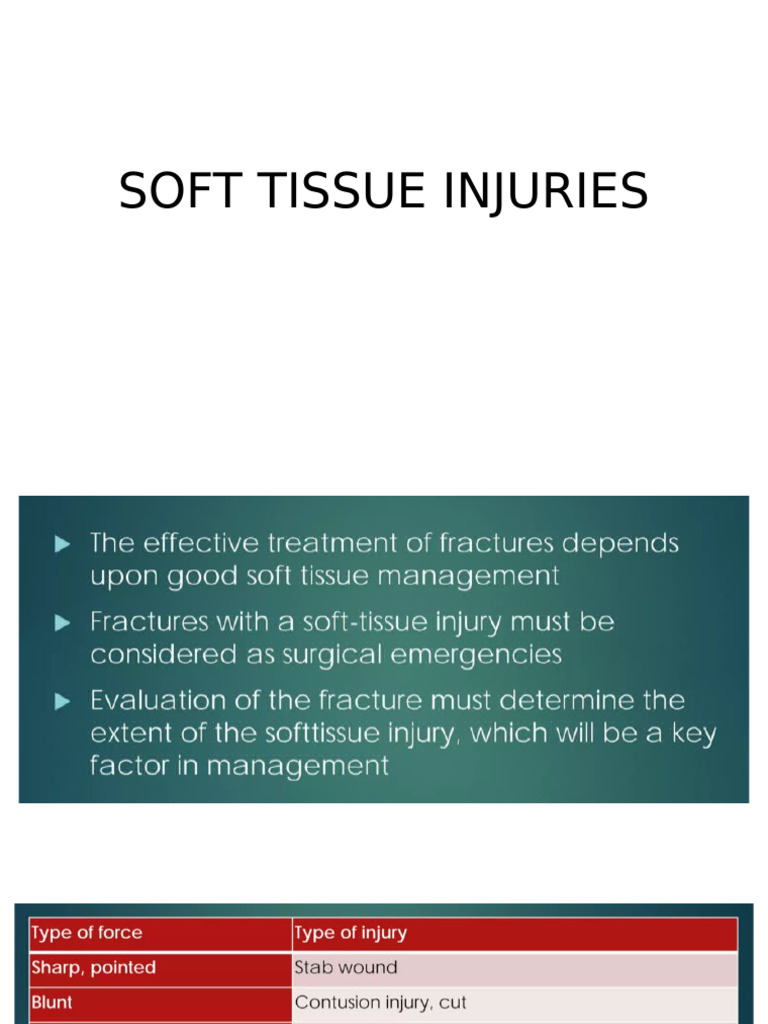 Soft Tissue Injuries | PDF | Wound | Musculoskeletal System