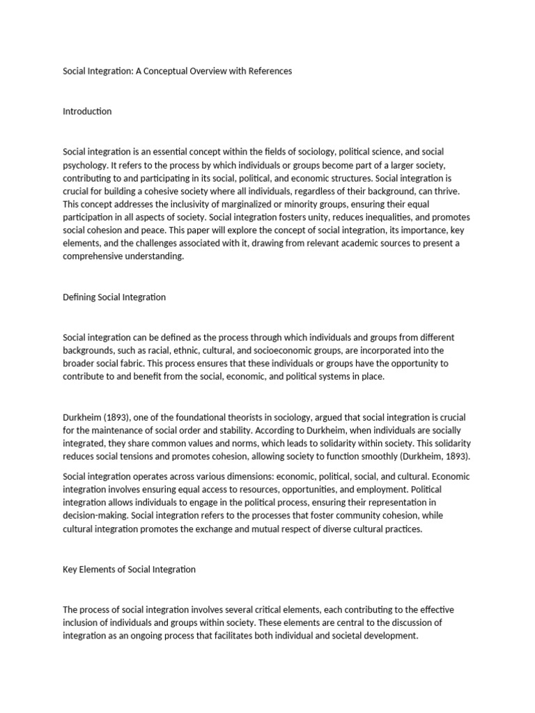 Social Integration 2 (For Summary) | PDF | Social Capital | Social ...