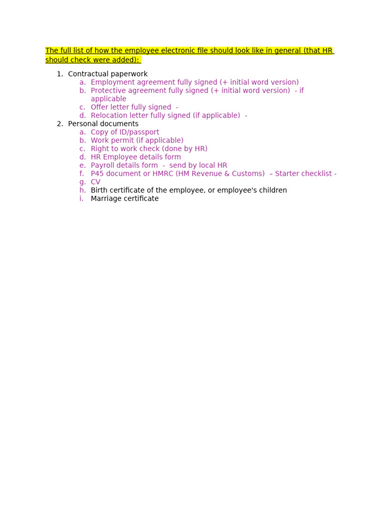 HMRC Starter Checklist for Employees | PDF