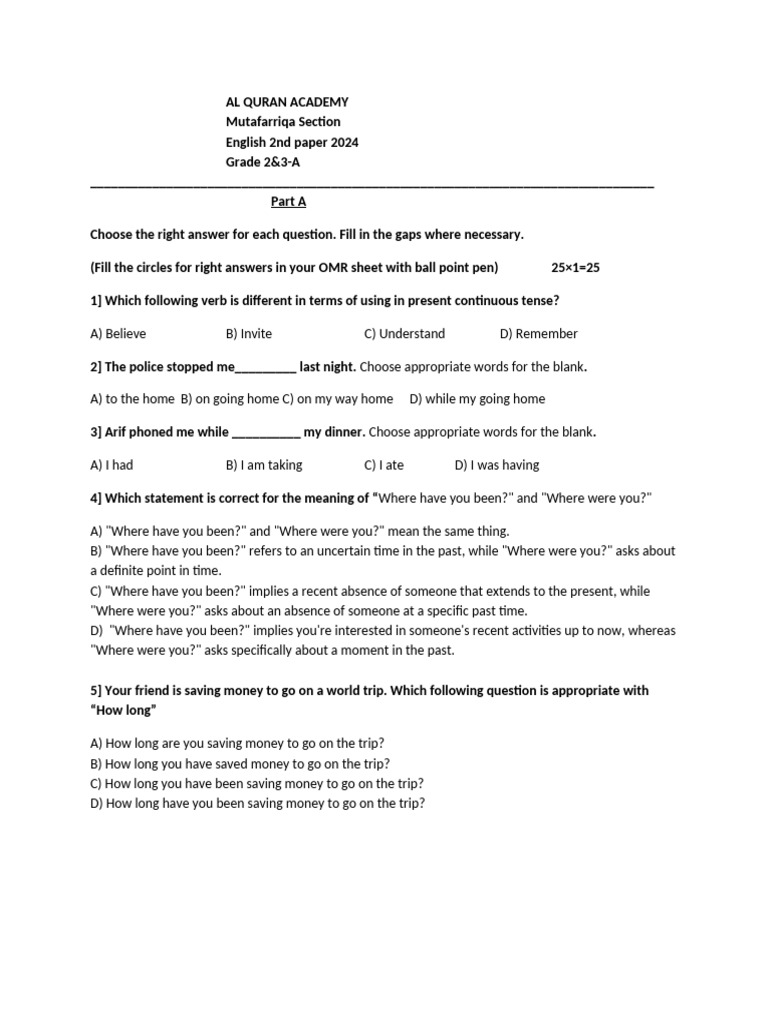 English Exam Paper for Grade 2 & 3 | PDF | Linguistics