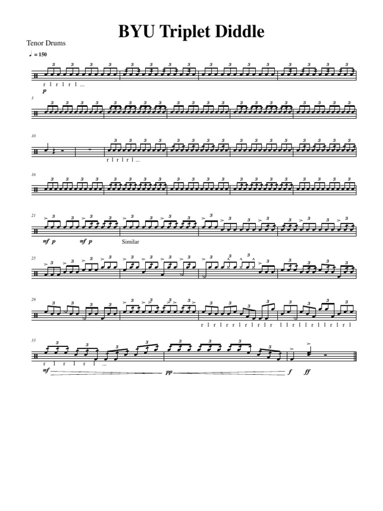 BYU Triplet Diddle Tenors Rewrite | PDF