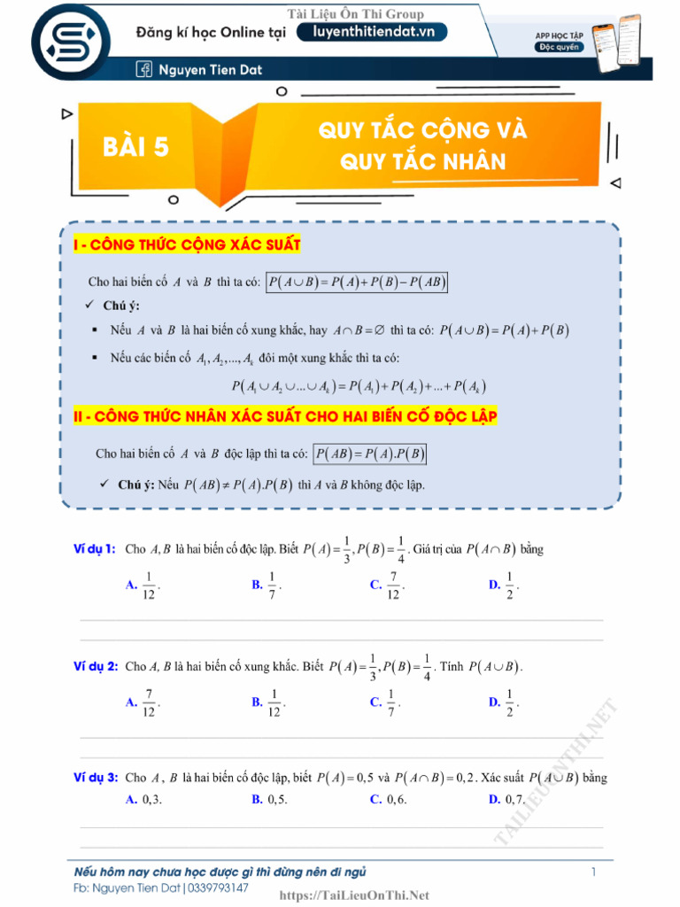 Công TH C C NG Và Công TH C Nhân | PDF