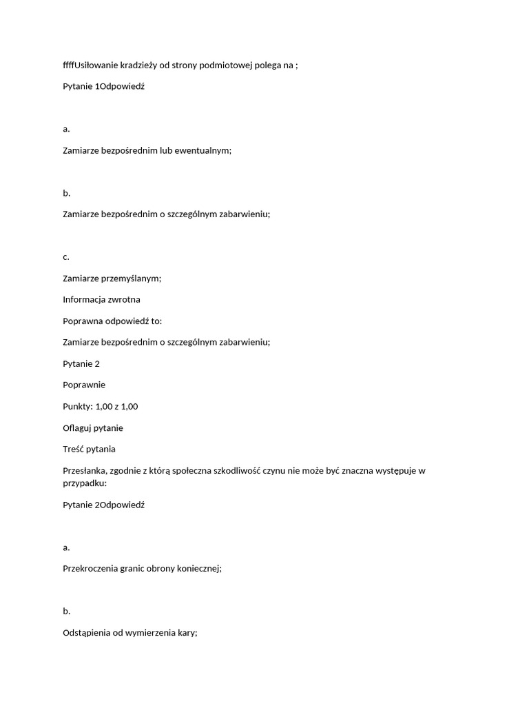 Prawo Karne Egzamin - Pytania - Kopia | PDF