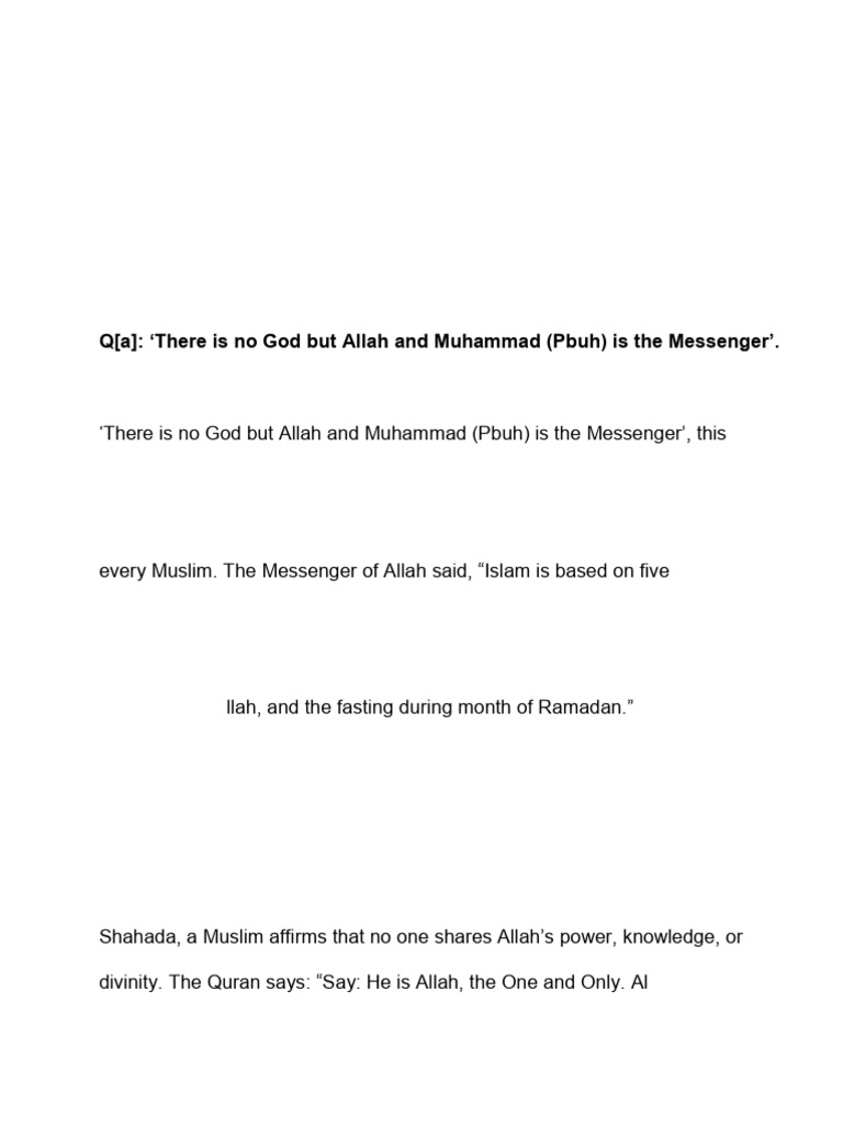 Significance of Shahadah | PDF | Prophets And Messengers In Islam | God In Islam