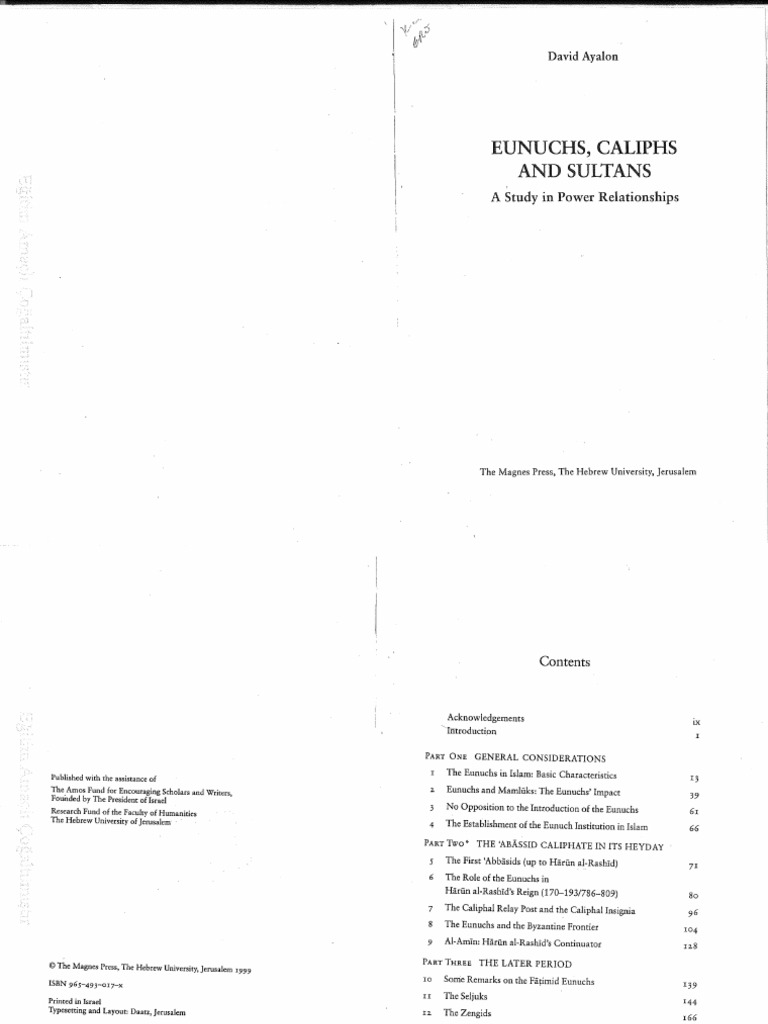 David Ayalon - Eunuchs, Caliphs and Sultans_ A Study in Power ...