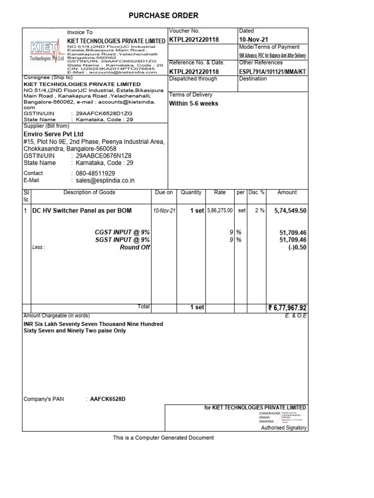 KTPL2021220118 - Enviro Serve Pvt Ltd (2) | PDF | Business Documents