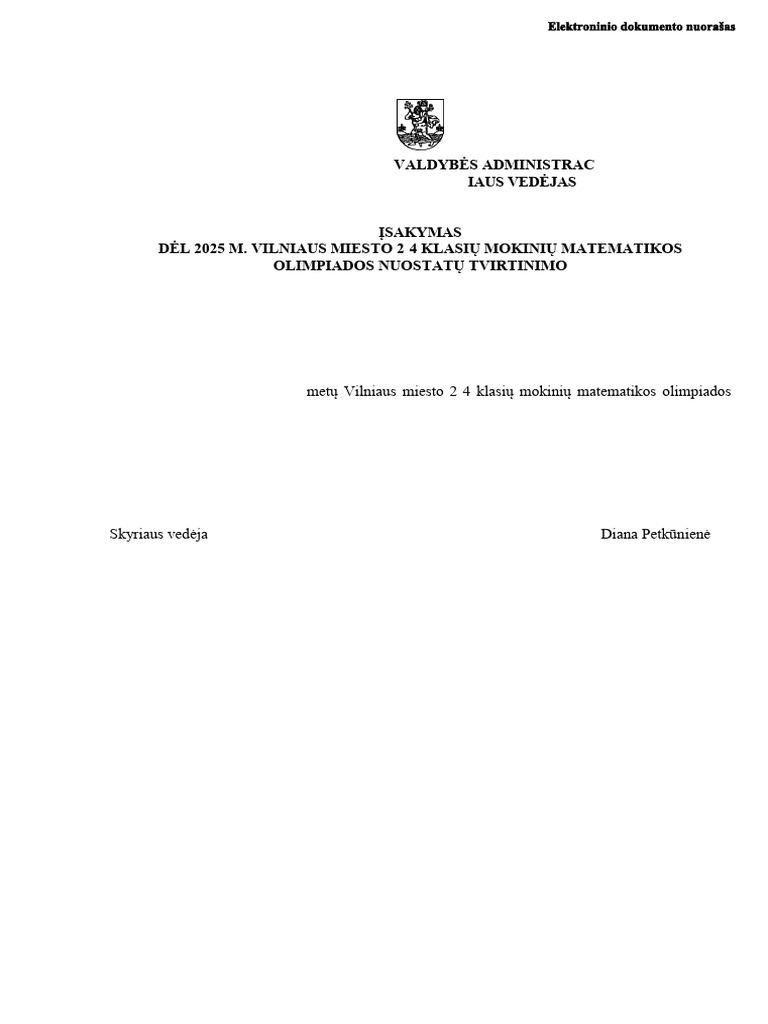 2025 M. Klasiu Mokiniu Matematikos Olimpiados Nuostatai | PDF