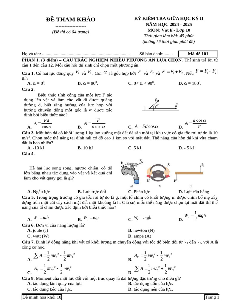 đề minh họa 1-gk2-k10 | PDF