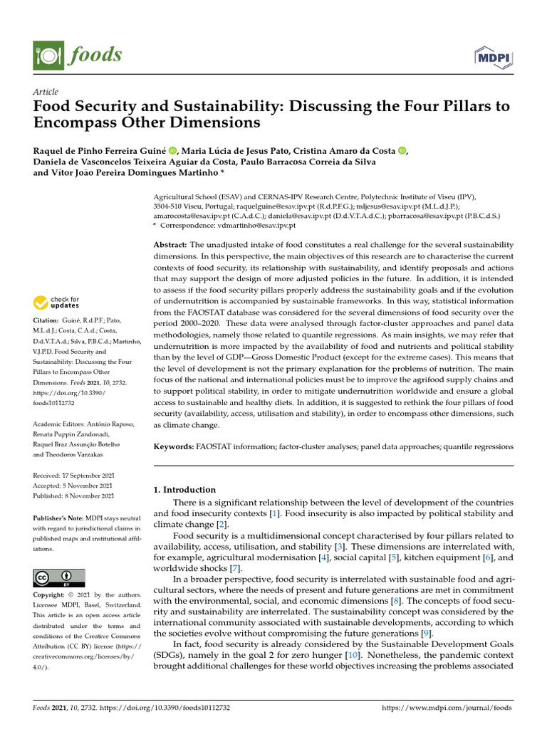 Food Security and Sustainability - Discussing The Four Pillars To ...