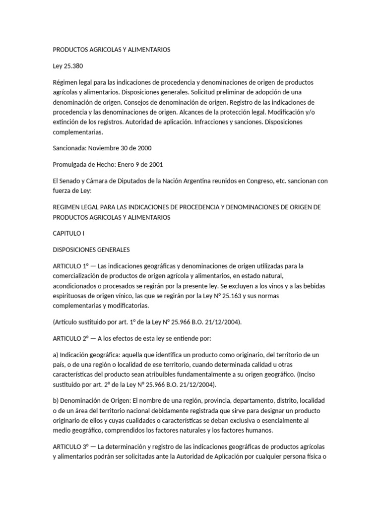 Ley Denominaciones de Origen | PDF | Regulación | Multa (pena)