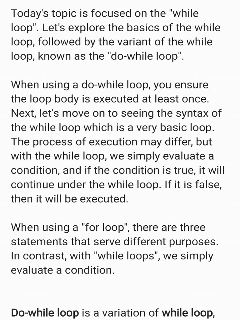 While Loops and Do While Loops in Js | PDF