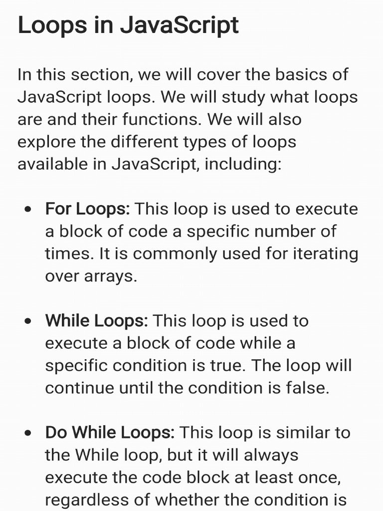 For Loops in Java Script | PDF