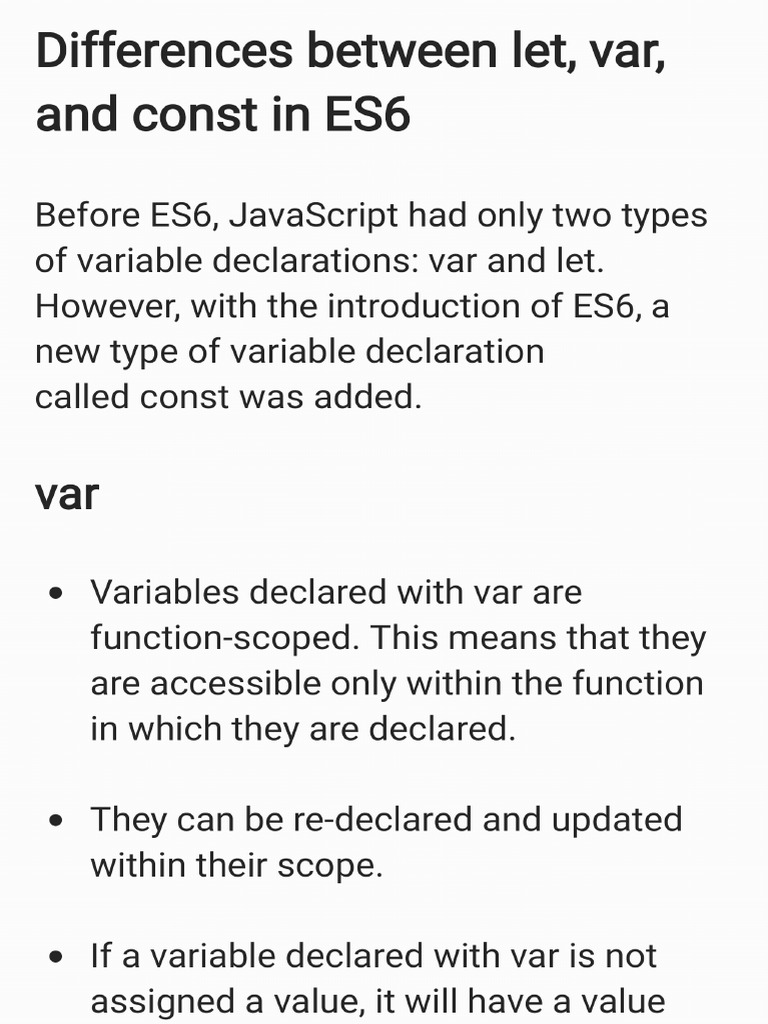 Difference Between Var, Let & Const | PDF