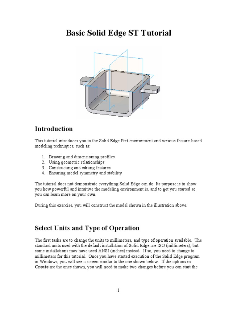 Basic Solid Edge St Tutorial Pdf Button Computing Cursor User