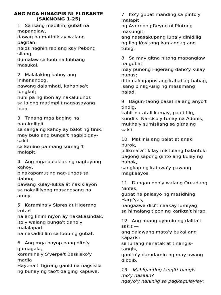 Ang Mga Hinagpis Ni Florante | PDF