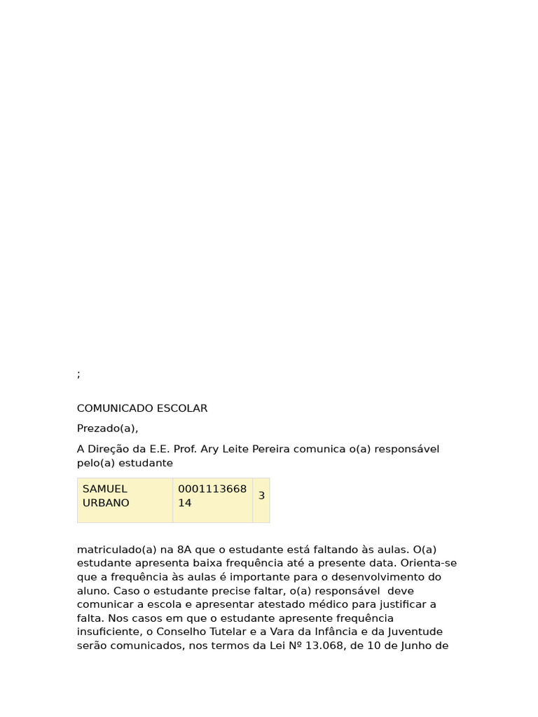 Comunicado Escolar | PDF